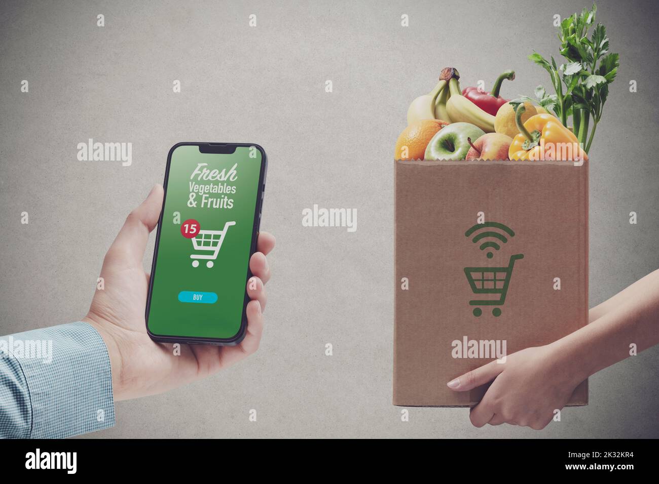 Customer ordering grocery online using a smartphone app and grocery ...