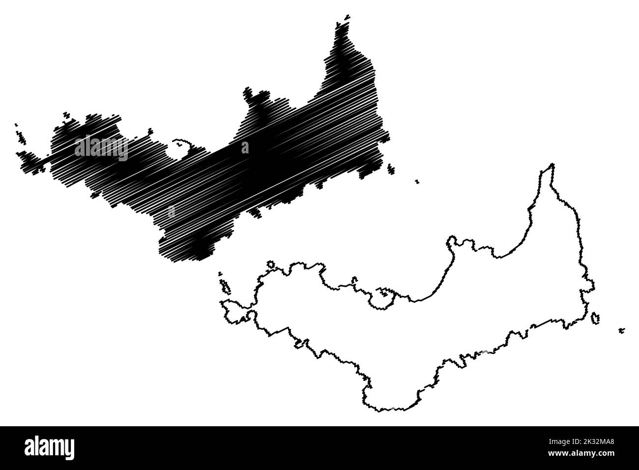 Porquerolles island (French Republic, France) map vector illustration ...