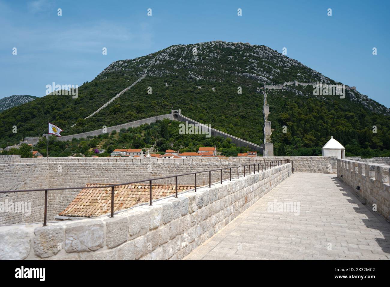 View on Ston defensive walls, the second longest city wall in the world ...