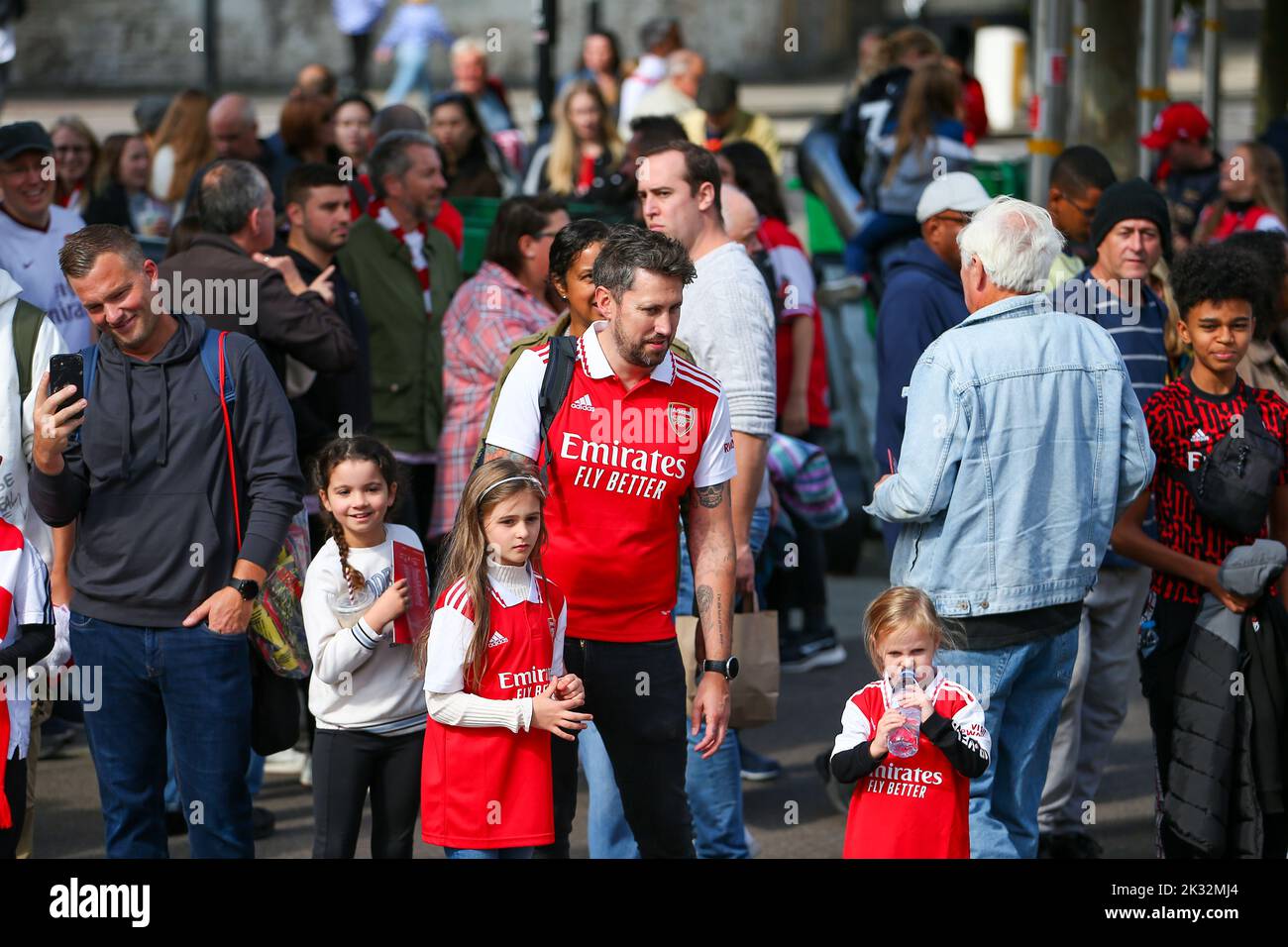 Arsenal fans outside the emirates stadium before the game hi-res stock ...