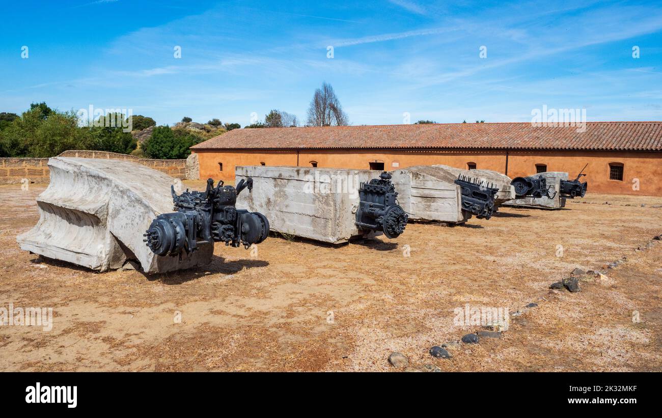 Open air works with engines and concrete, representing the automobile ...