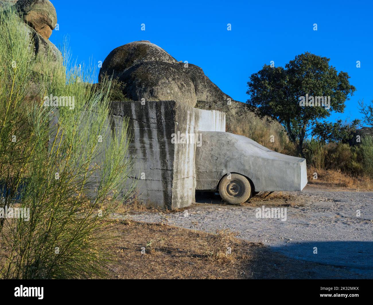 Open air work entitled VOAEX, representing the car fever in the Vostell ...