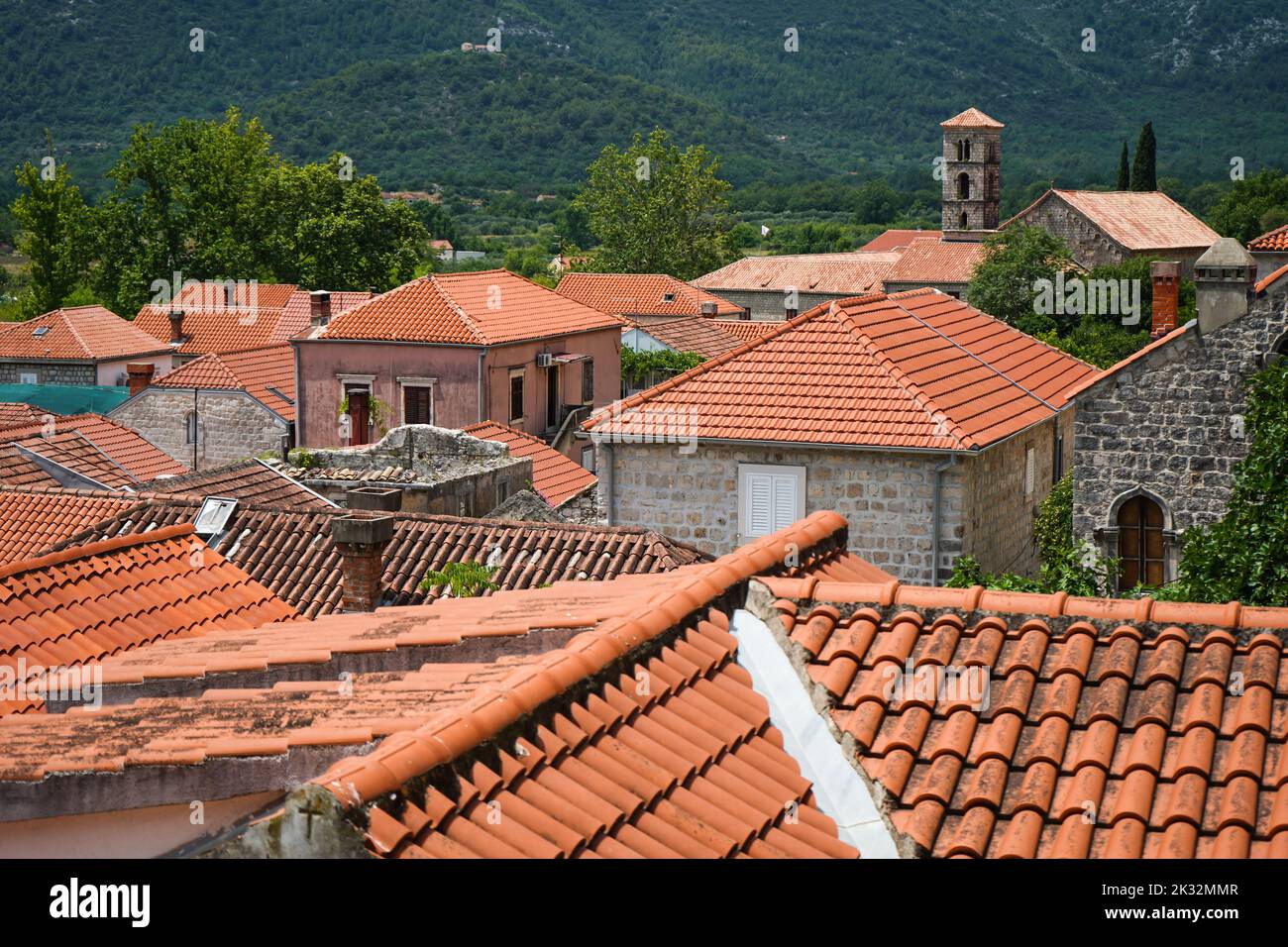 Orange roofs of the old town Ston, Croatia Stock Photo - Alamy