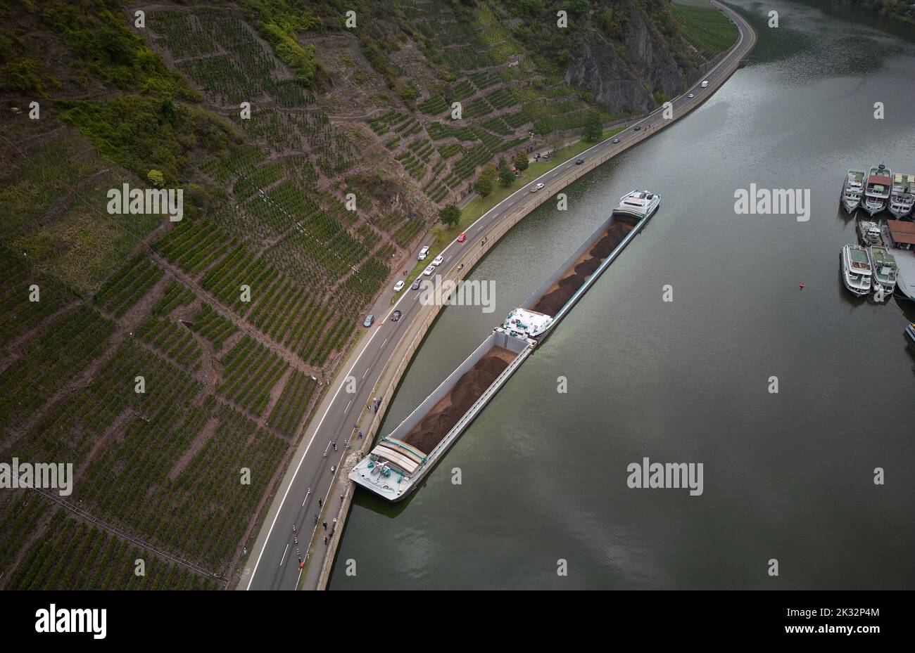 Briedern, Germany. 24th Sep, 2022. After the collision of a hotel ship ...
