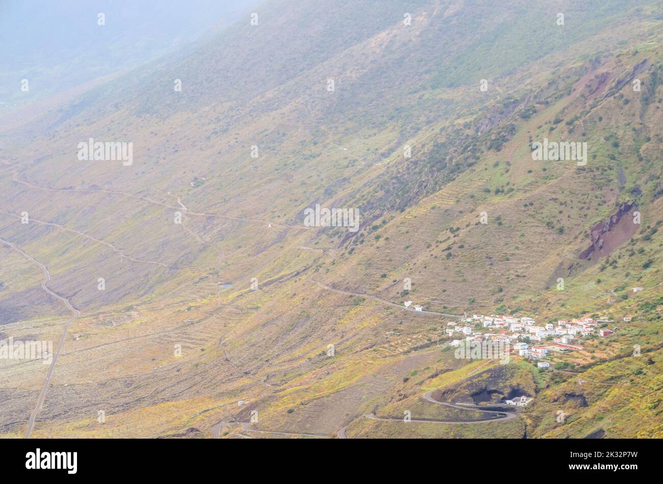 A bird's eye view of a small village in the mountains Stock Photo - Alamy