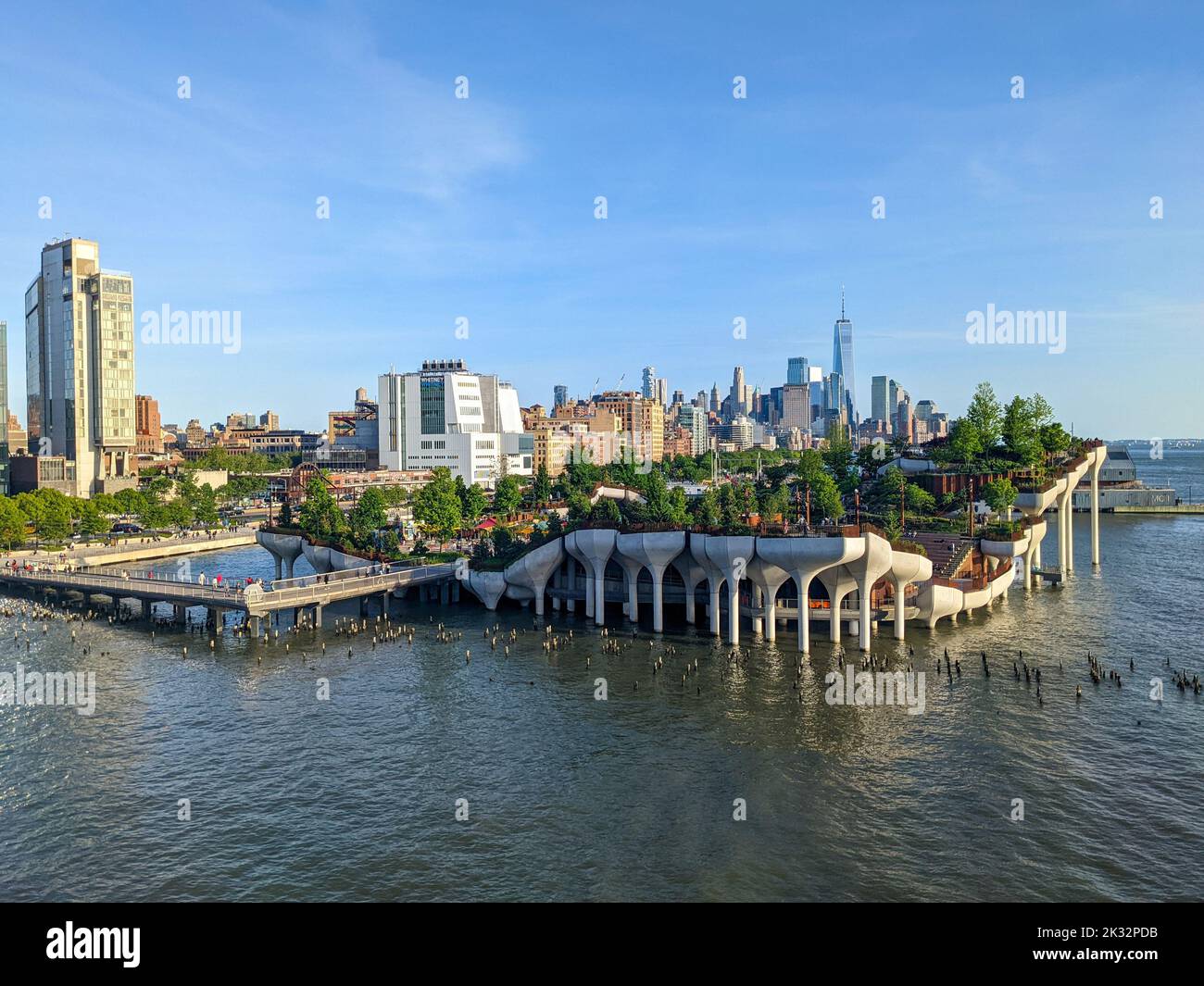 The Little Island Park is seen from Pier 57 in New York City Stock ...