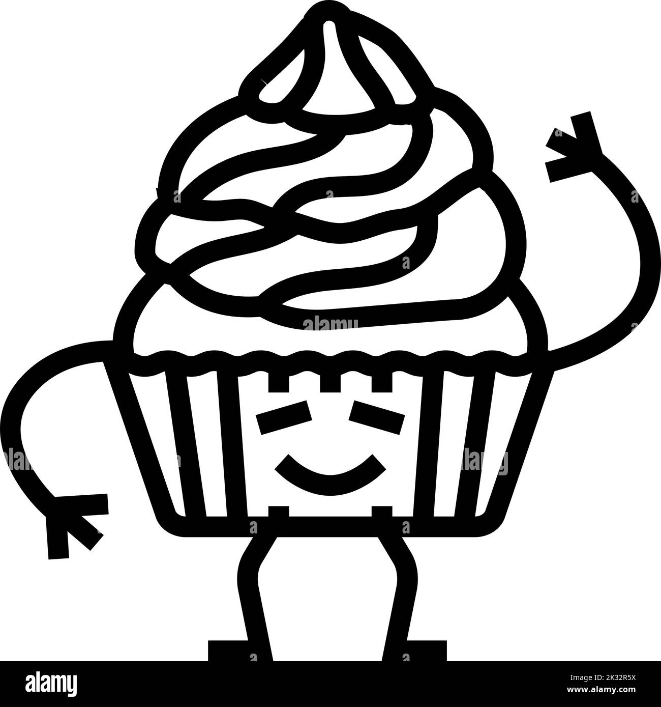 cupcake dessert character line icon vector illustration Stock Vector ...