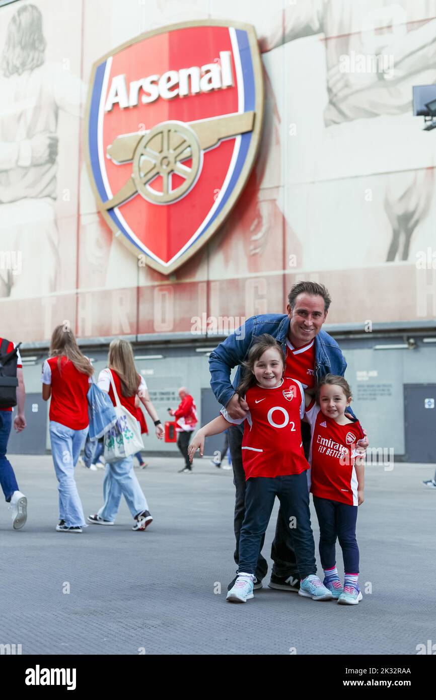 Arsenal fans arrive at the Emirates Stadium ahead of the Barclays Women ...
