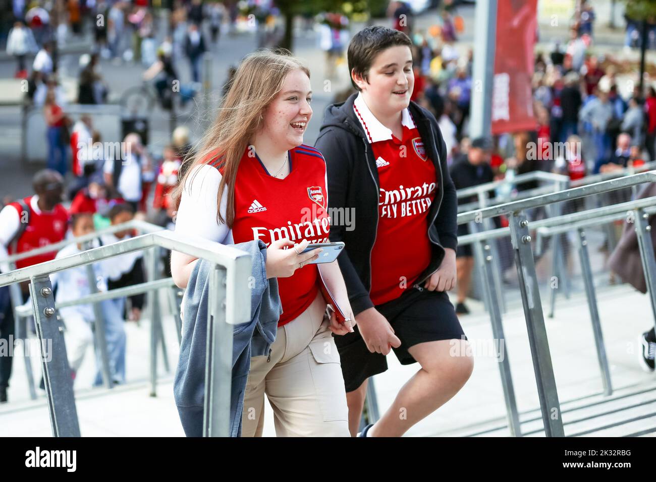 Arsenal fans arrive at the Emirates Stadium ahead of the Barclays Women ...