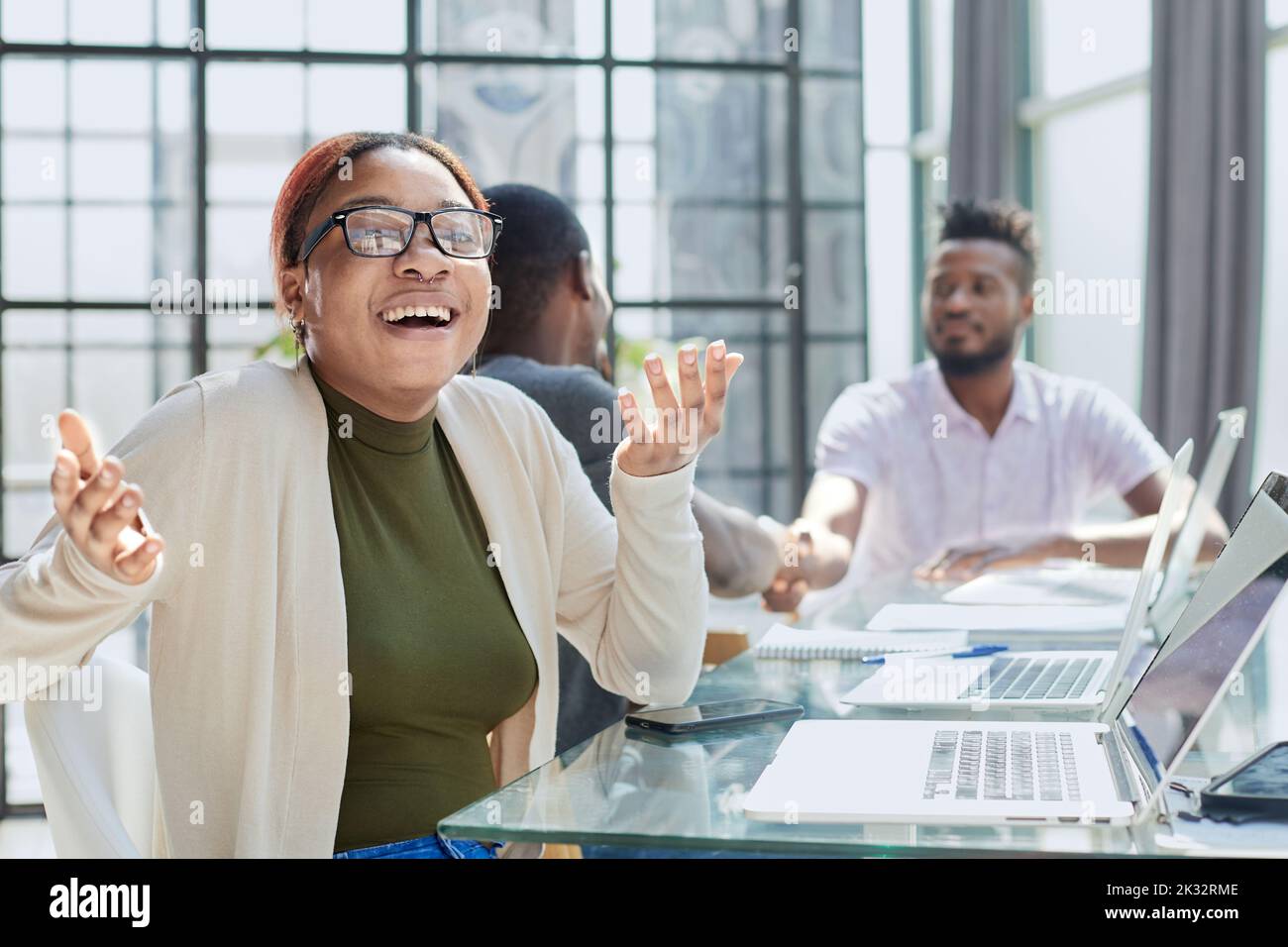 African american man grinning hi-res stock photography and images - Alamy