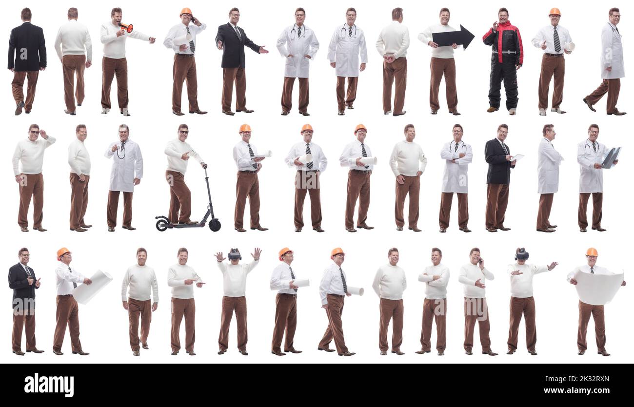 collage of a man in full growth displaying many professions and ...