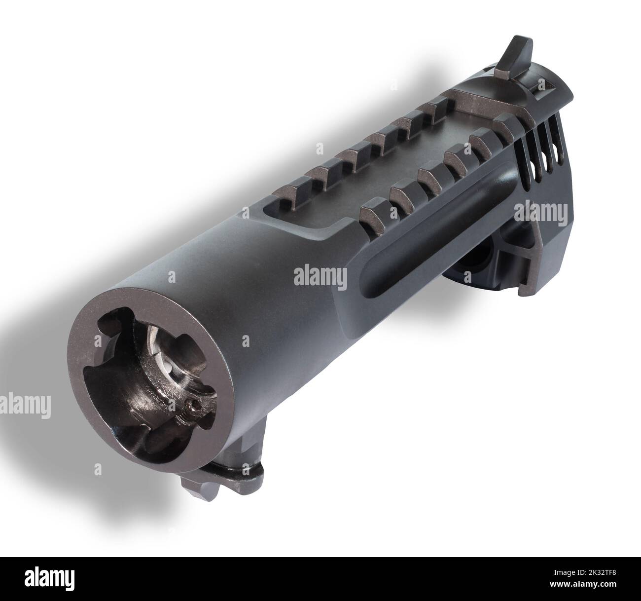 Chamber side view with a shadow of the barrel and slide from a semi ...