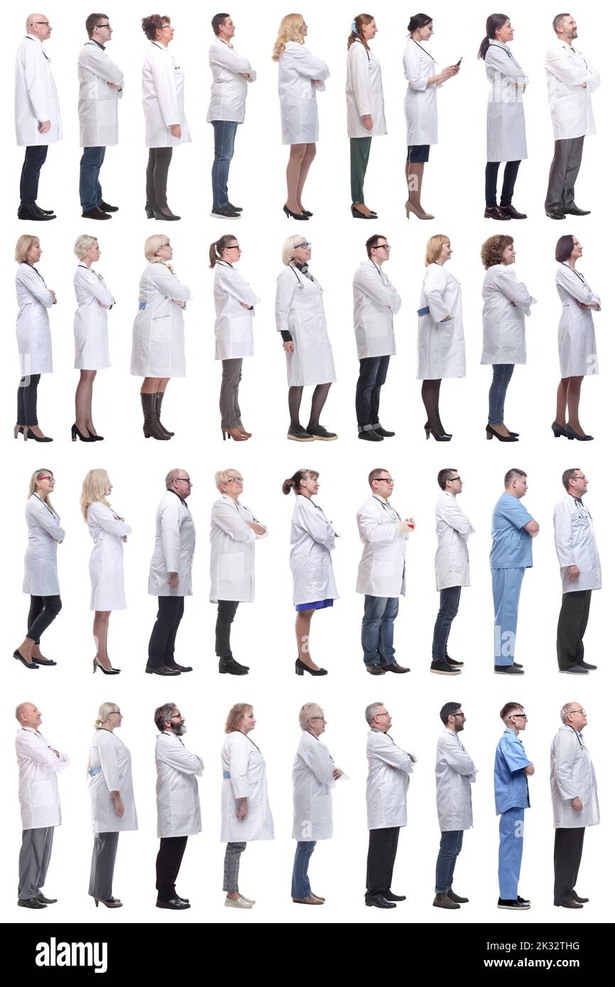 group of doctors in profile isolated on white Stock Photo - Alamy