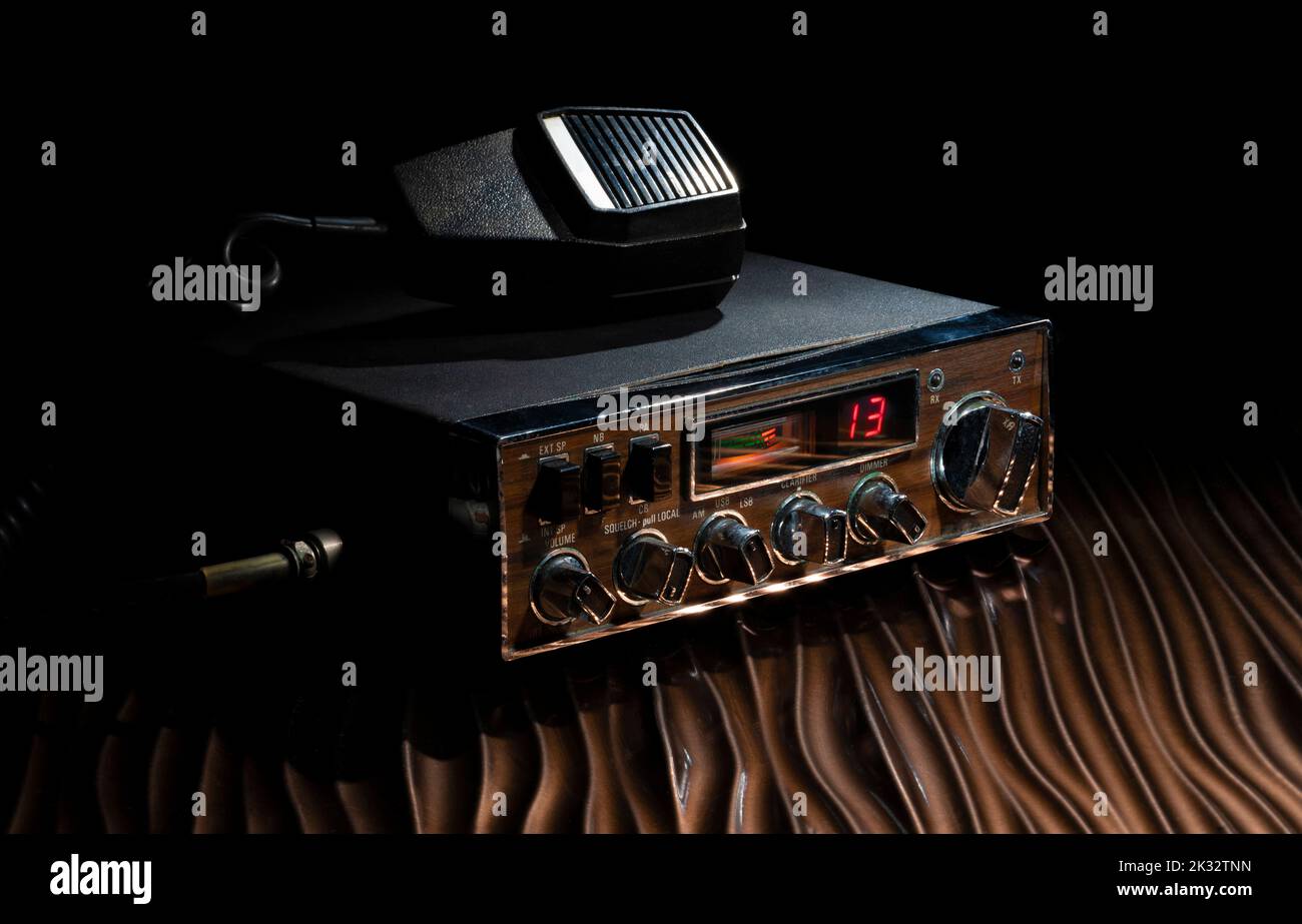 CB radio on a dark and wavy bronze colored surface Stock Photo - Alamy