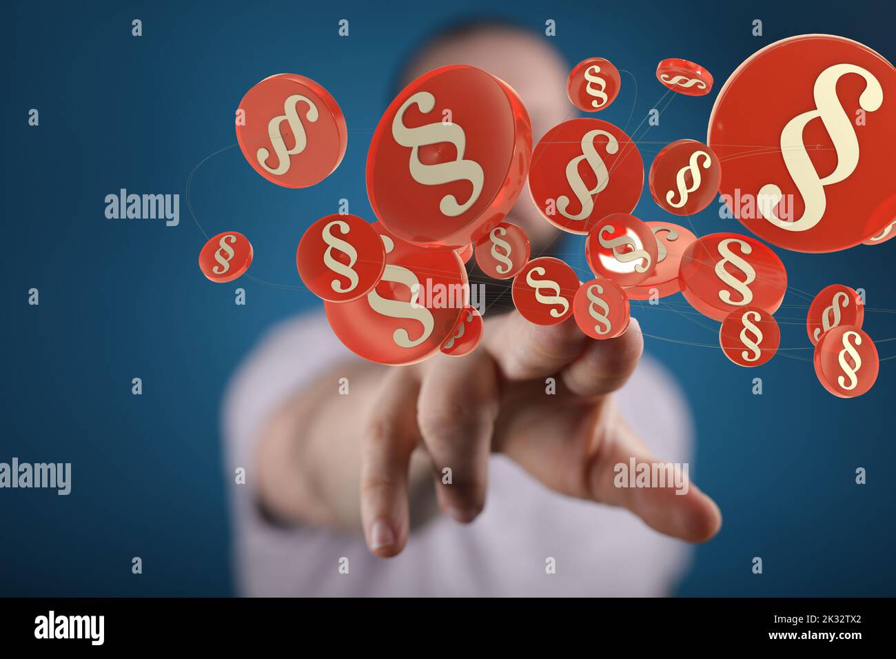 The male man holding the paragraph symbols with his fingers ...