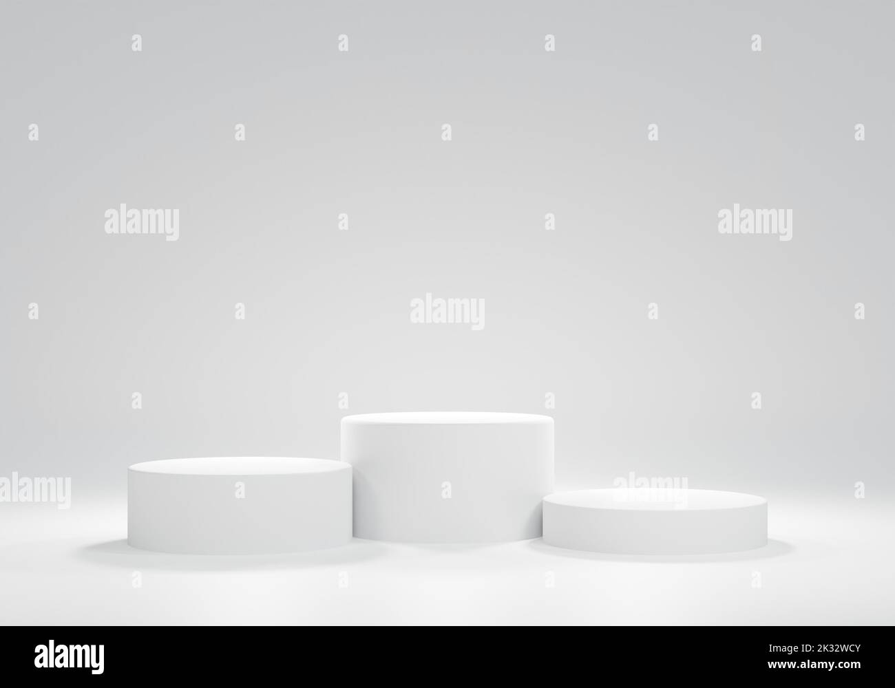three white circle podiums for ranking.for product advertisement or ...