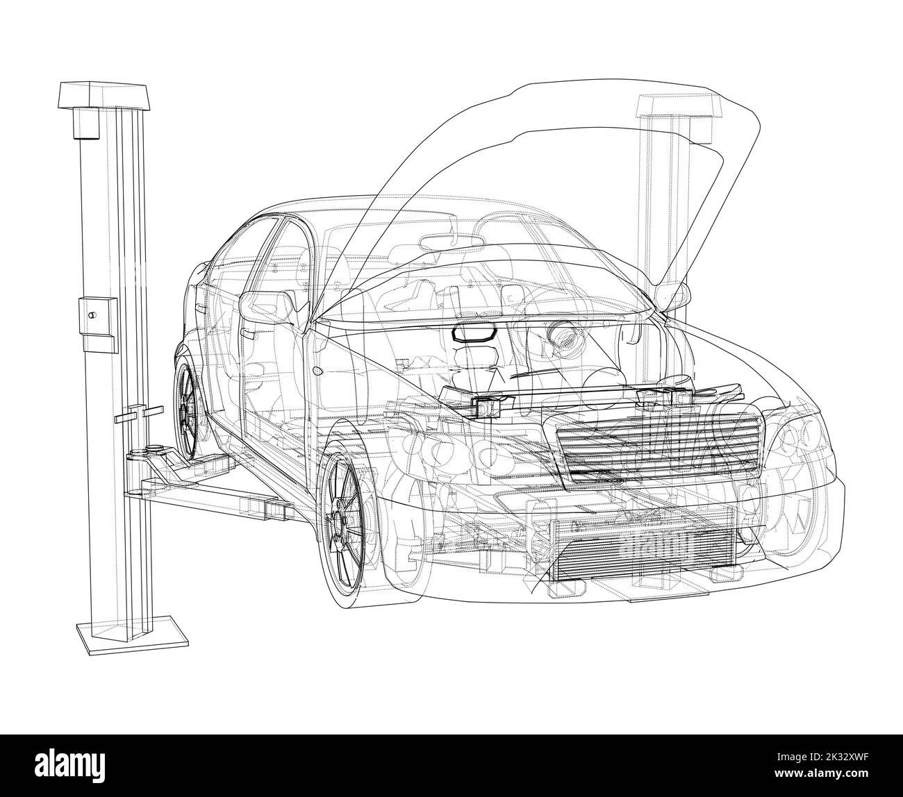 Car lift stand tower with car. Vector Stock Vector Image & Art - Alamy
