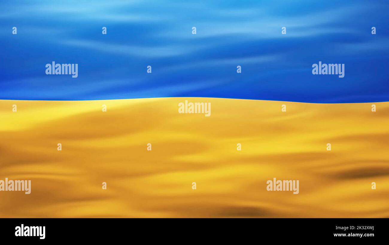 Realistic Ukrainian flag with windy texture background. 3D Render ...
