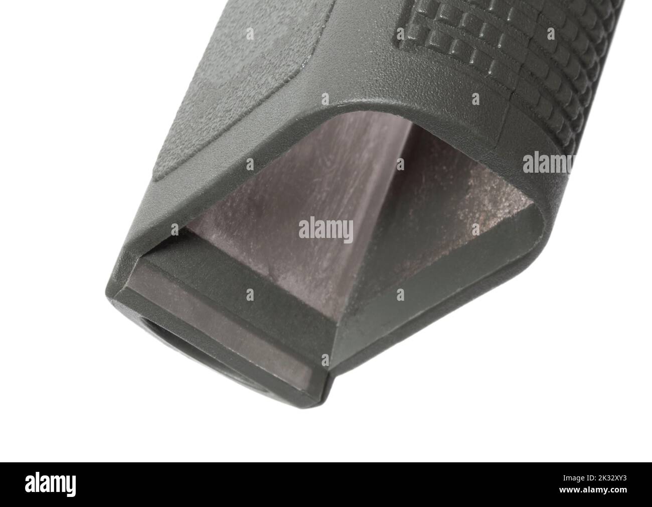 Empty magazine well on a semi-auto handgun isolated on white Stock ...