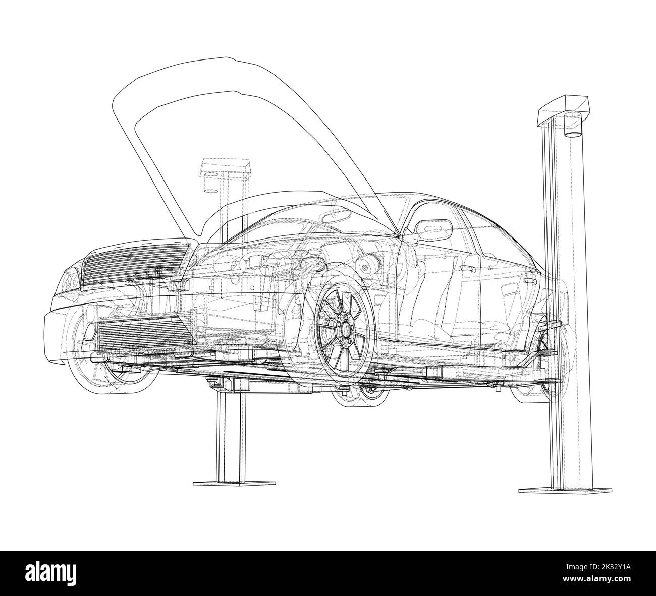 Car lift stand tower with car. Vector Stock Vector Image & Art - Alamy
