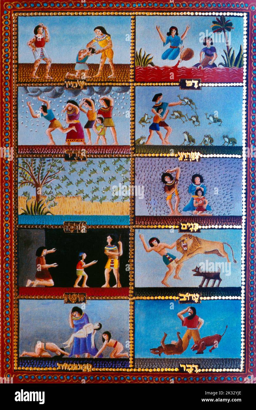 Hagadah Passover Illustration Of 10 Plagues of Egypt By Heinz Sealig ...