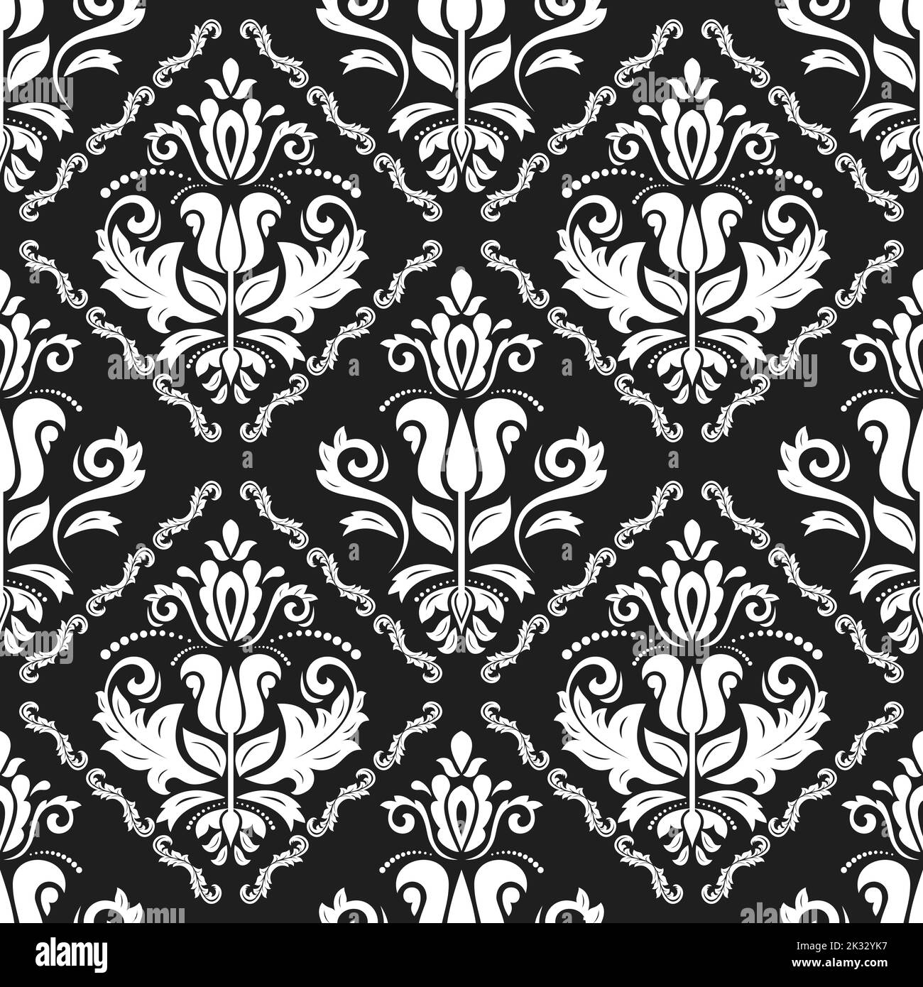 Classic seamless pattern. Damask orient ornament. Classic vintage black ...