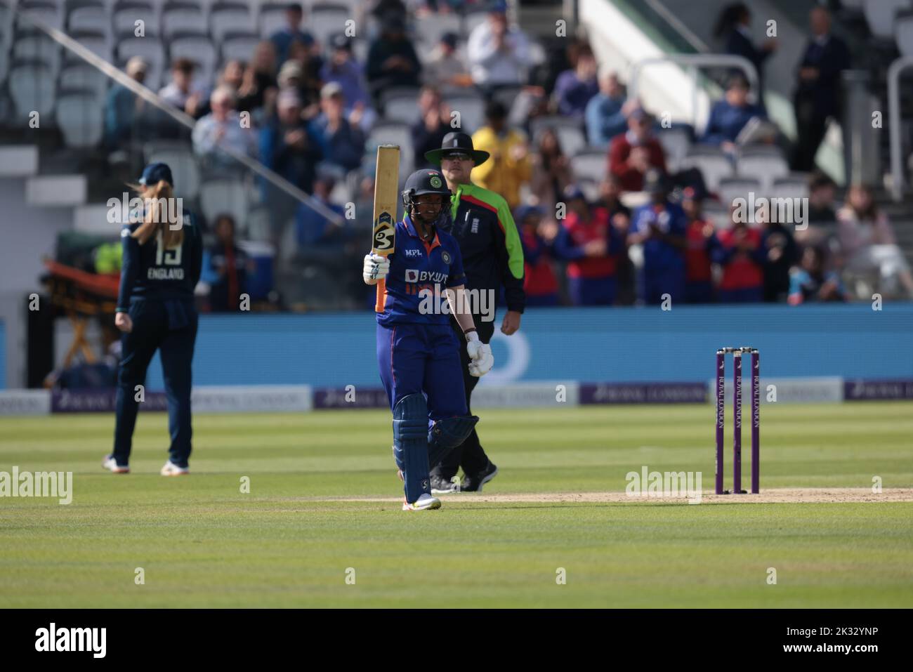 London, UK. 24 September 2022. India’s Deepti Sharma gets her fifty as ...