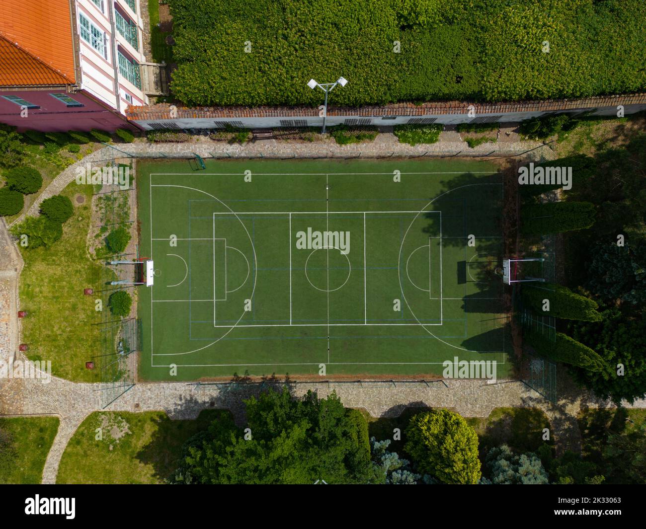 An aerial view of a football field Stock Photo - Alamy