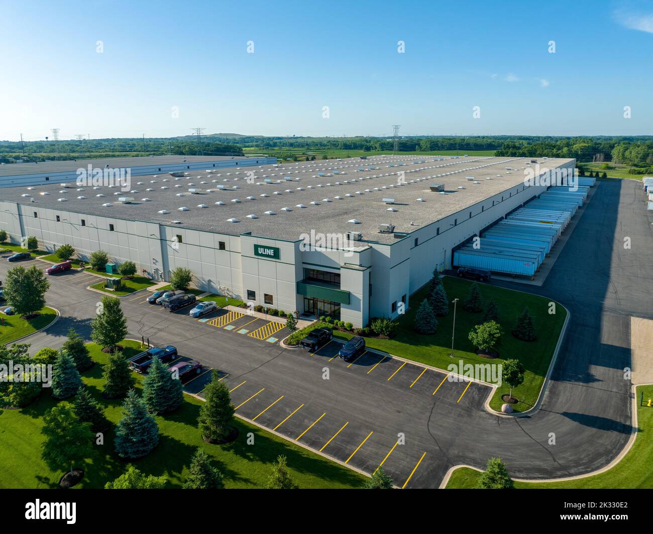 An aerial shot of the Uline Warehouse in Kenosha Wisconsin Stock Photo ...