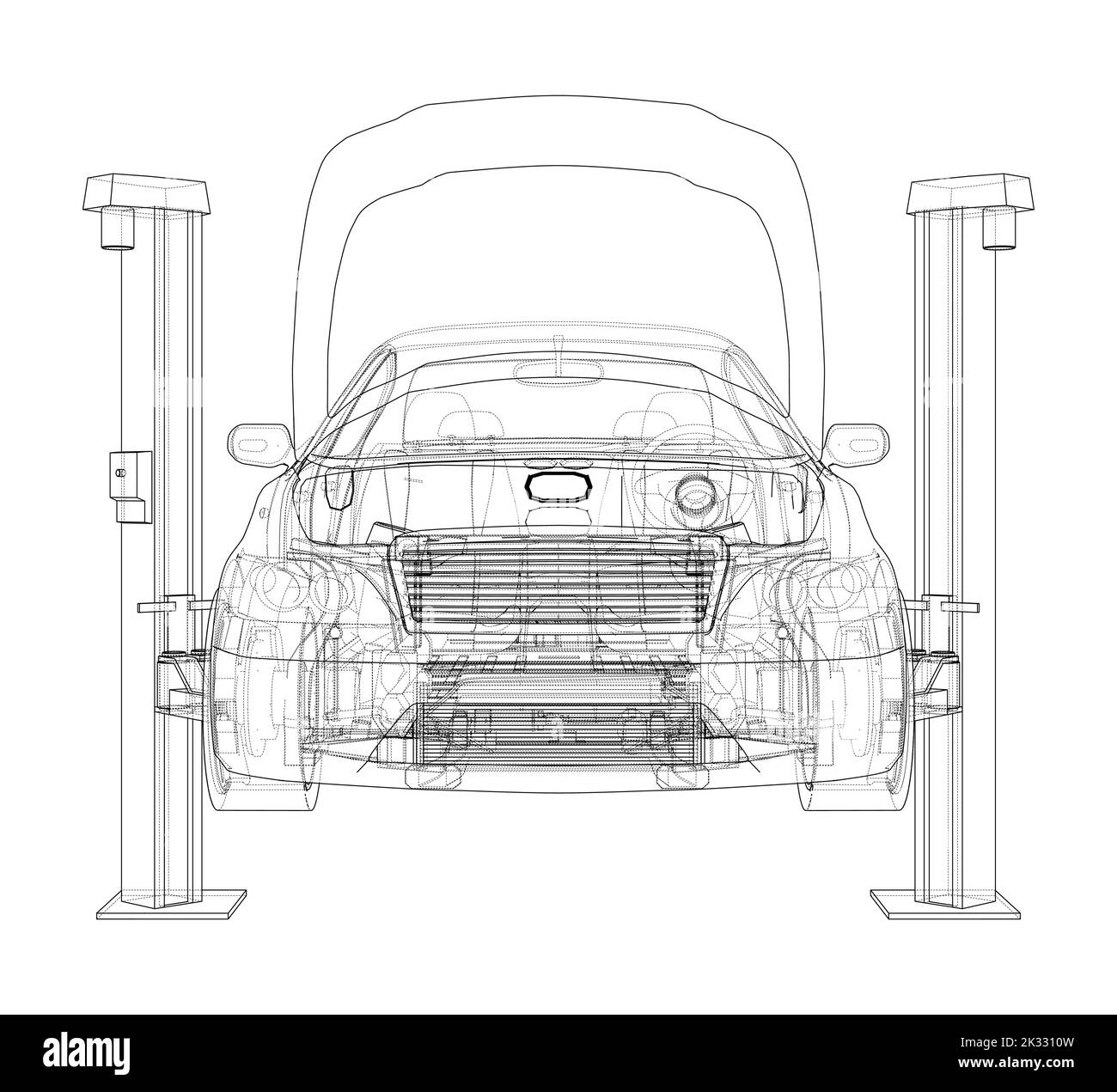 Car lift stand tower with car. Vector Stock Vector Image & Art - Alamy
