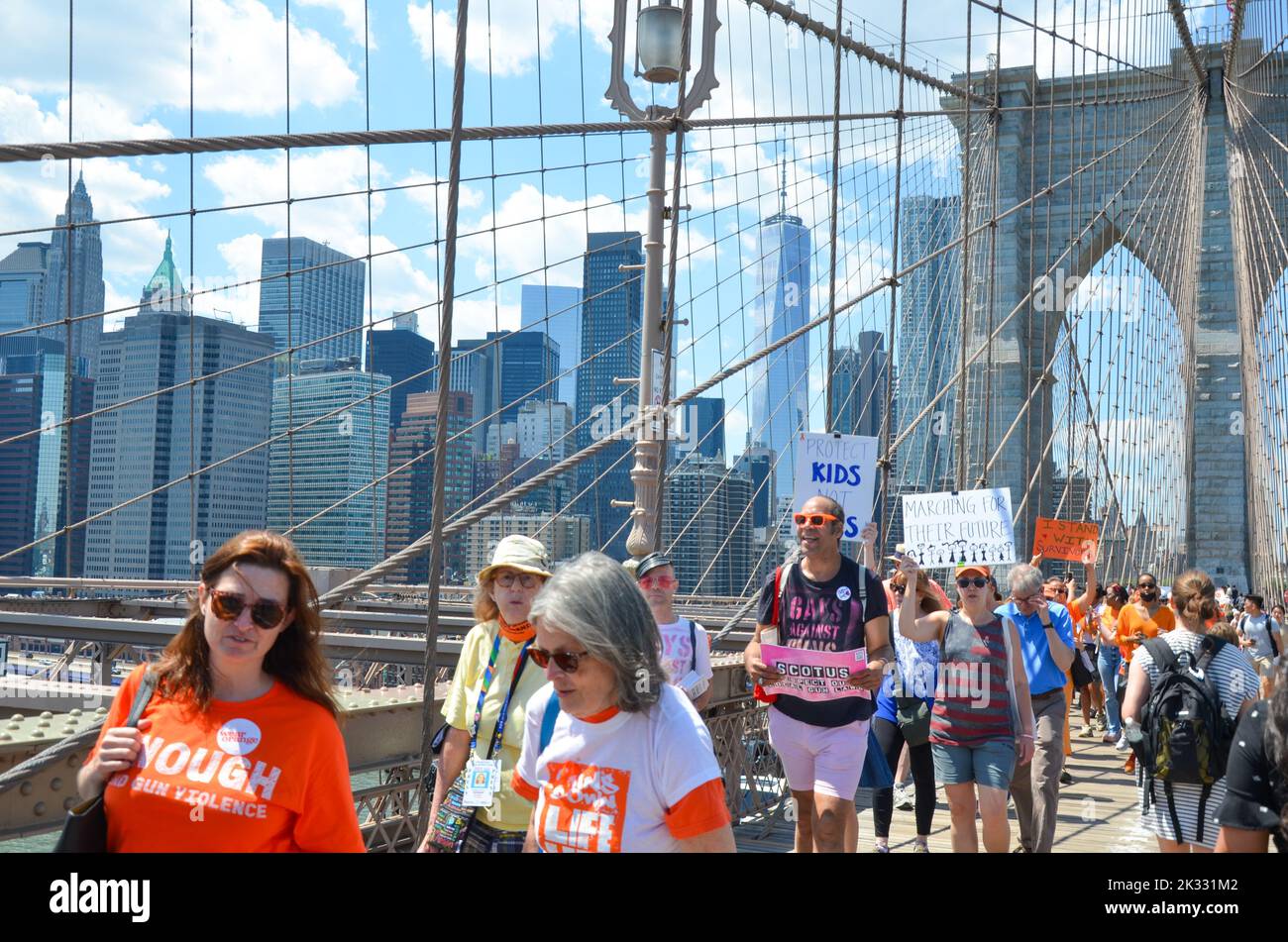 The people marching across the Brooklyn Bridge in support of shooting ...