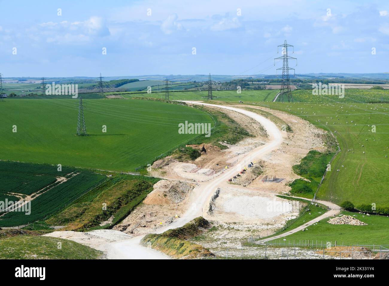 View of work to bury power lines and remove National Grid pylons at ...