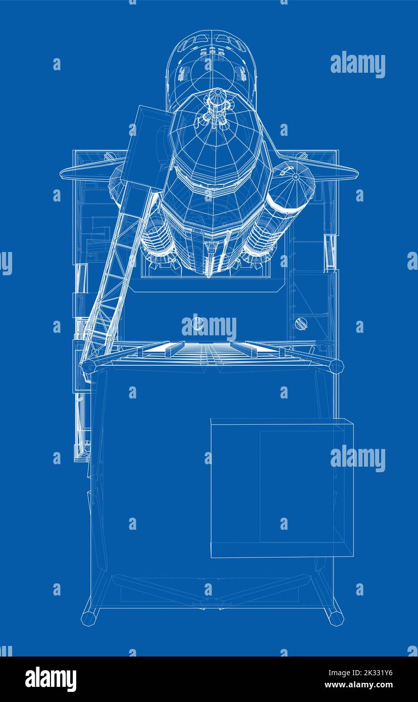 Space Rocket on launch pad. Vector rendering of 3d Stock Vector Image ...