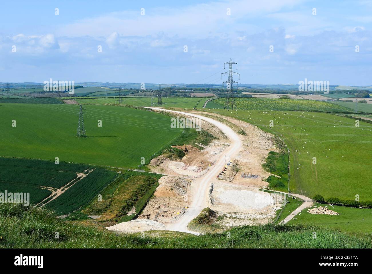 View of work to bury power lines and remove National Grid pylons at ...