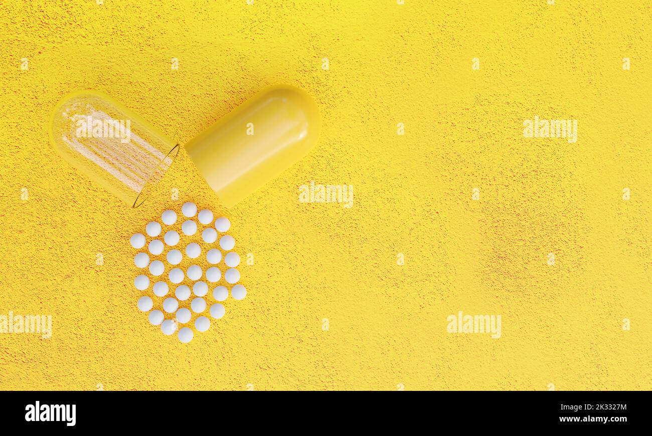 Capsule with granules background with copy space, can be used as ...