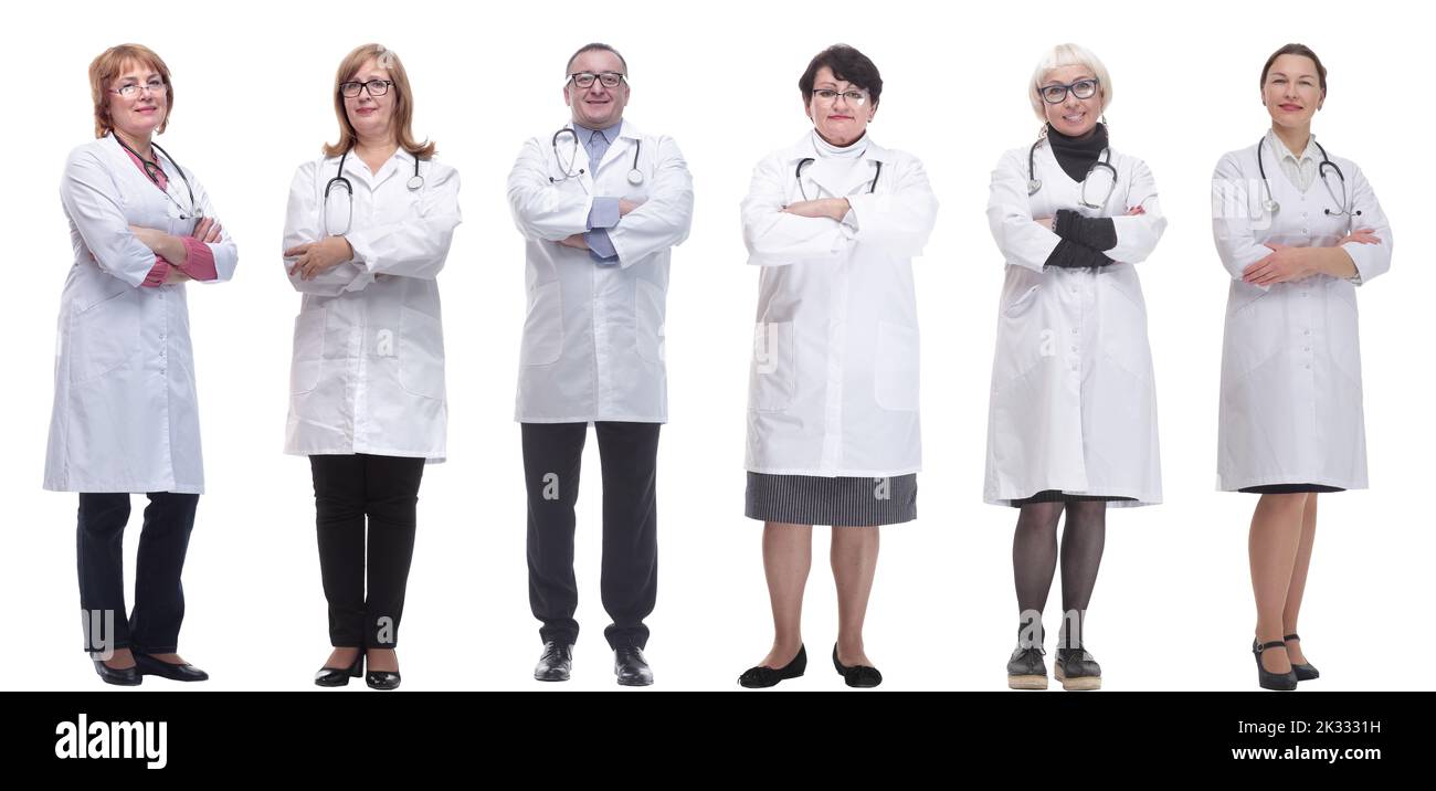 group of doctors in full length isolated on white Stock Photo - Alamy