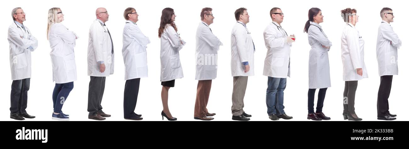 group of doctors in profile isolated on white Stock Photo - Alamy