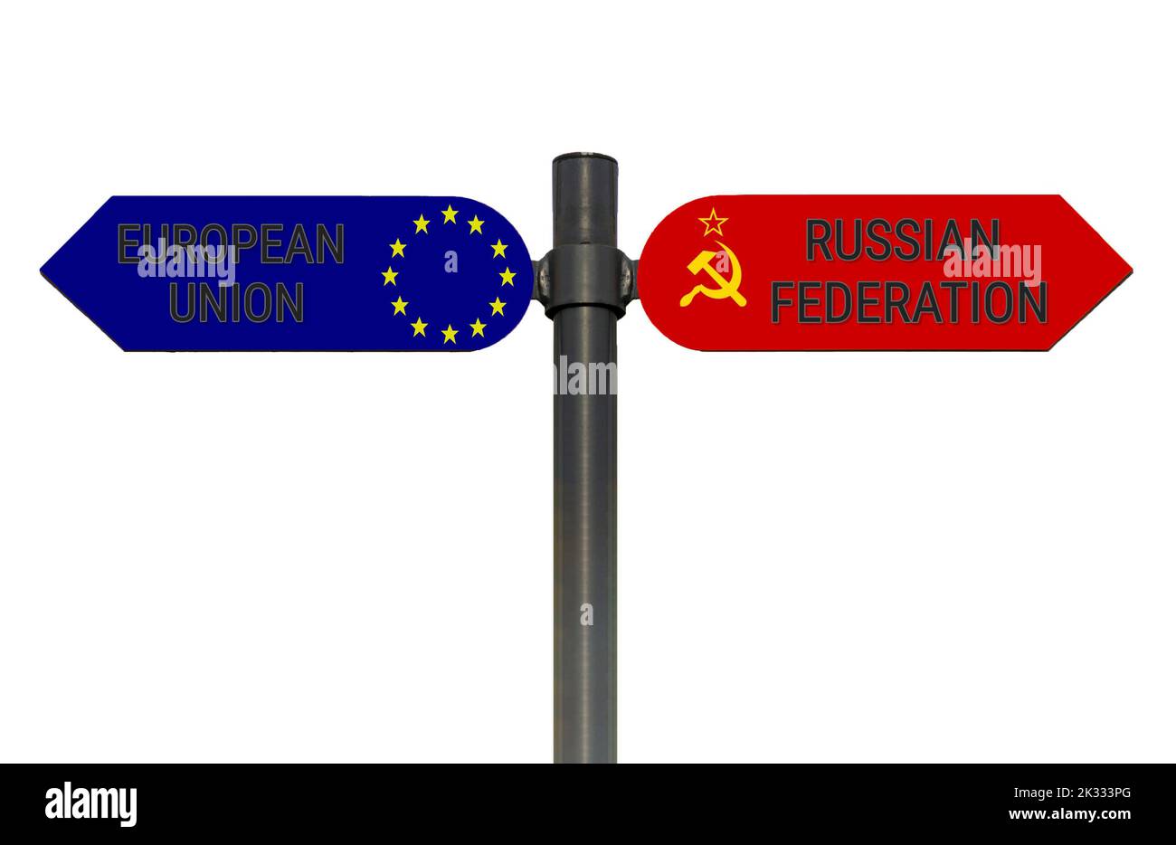 An indicator with the Russian Federation in one direction and the ...