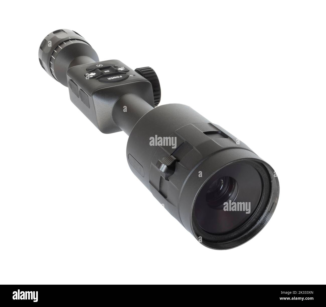 View of an infrared night vision rifle scope at an angle isolated on ...