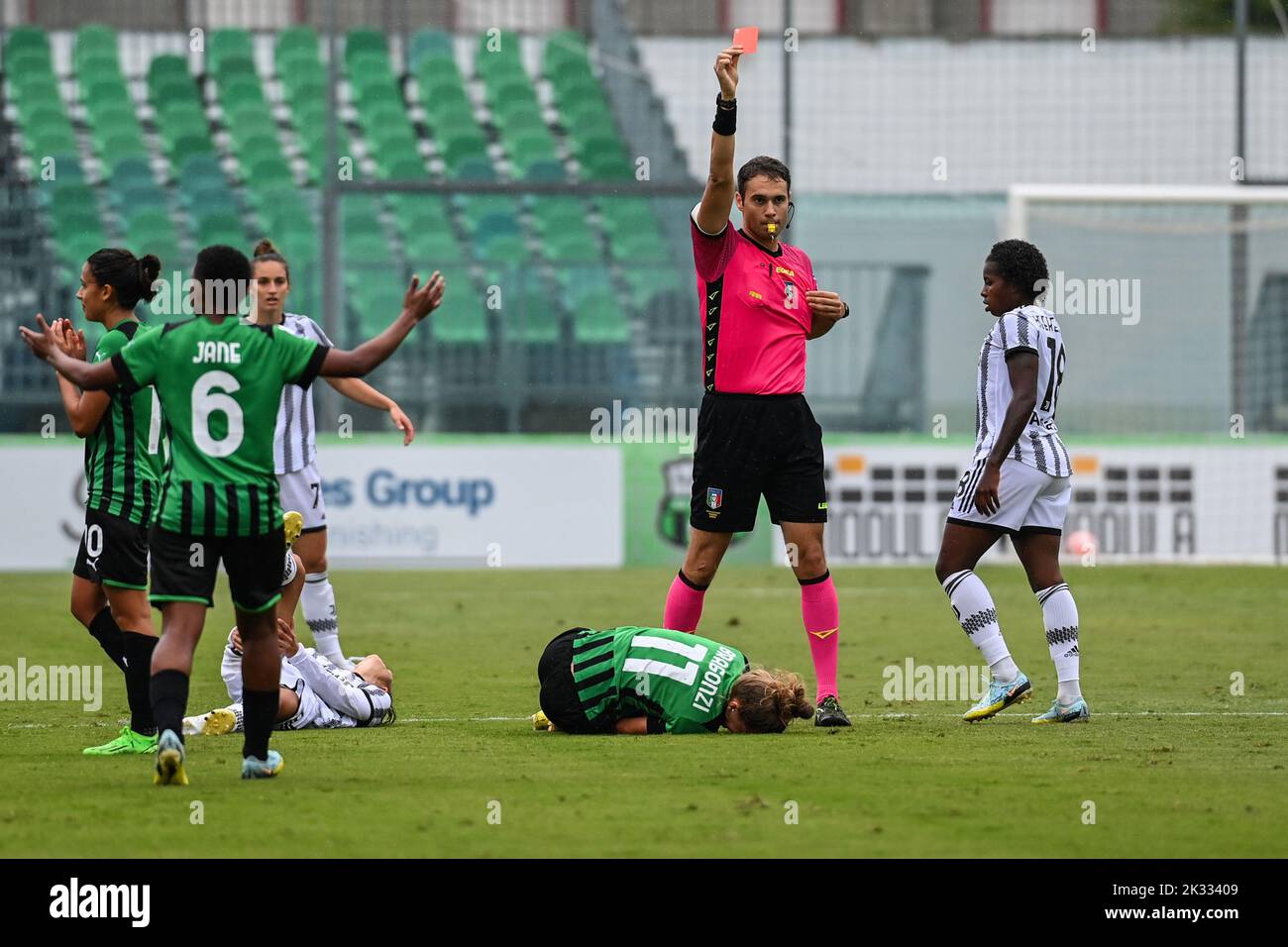 Enzo Ricci stadium, Sassuolo, Italy, September 24, 2022, Red Card for ...