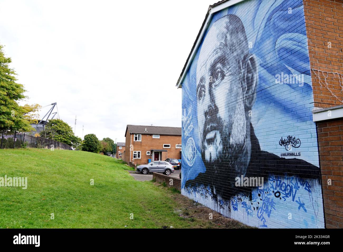 A mural of Manchester City manager Pep Guardiola, Ashton New Road ...
