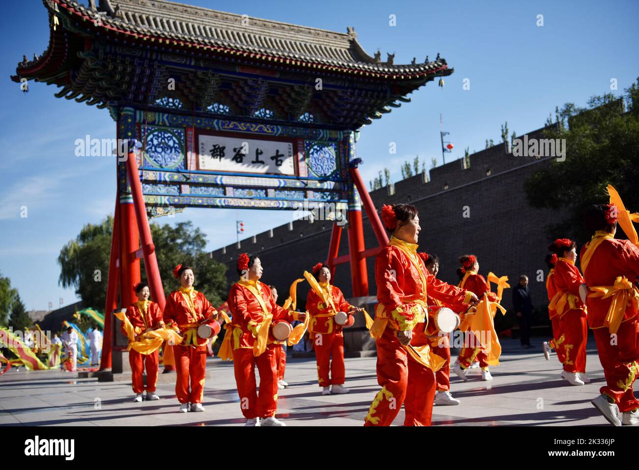 ZHANGJIAKOU, CHINA - SEPTEMBER 24, 2022 - Dragon dance lovers perform ...
