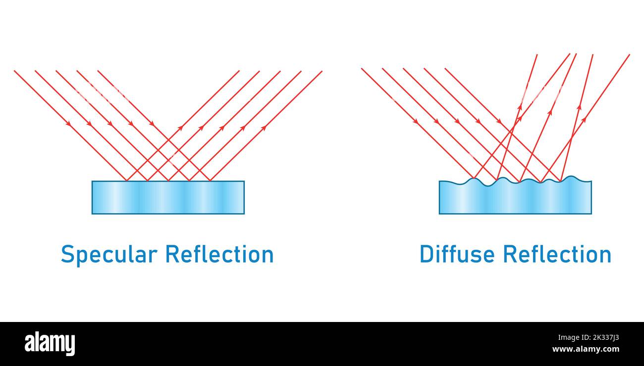 Specular And Diffuse Reflection Diagram Scientific Vector Illustration