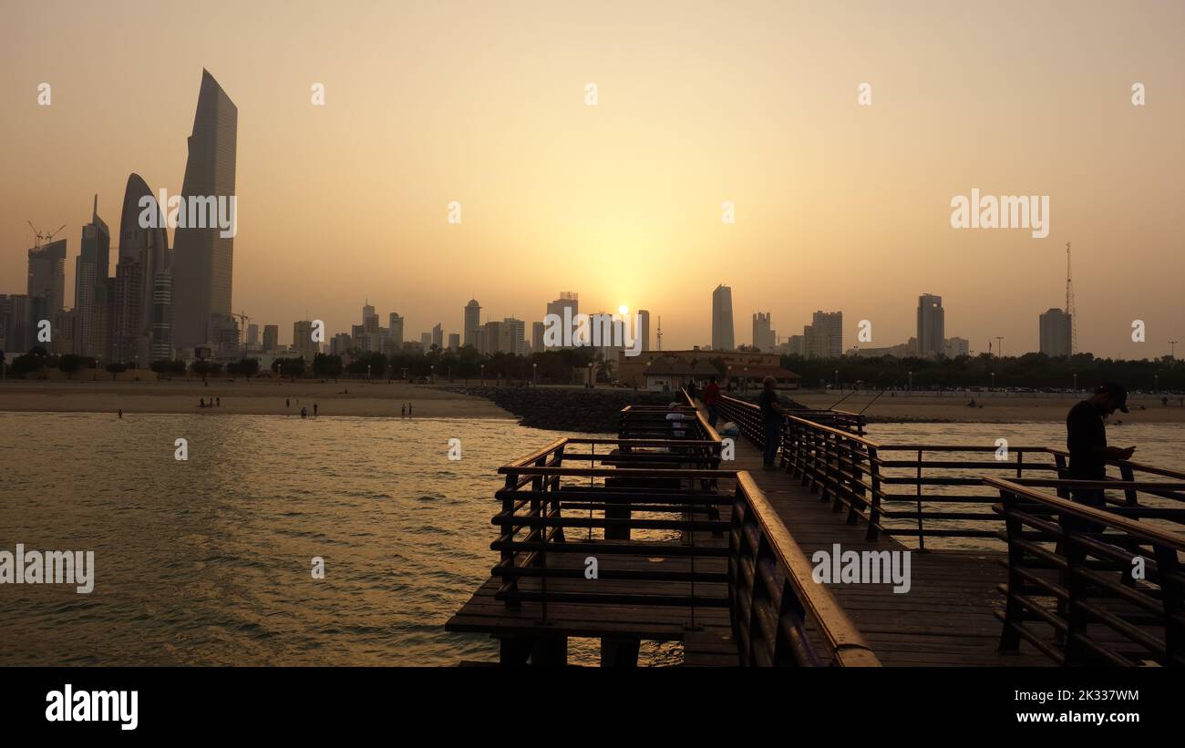 Kuwait City Sunset. City Backlight Stock Photo - Alamy