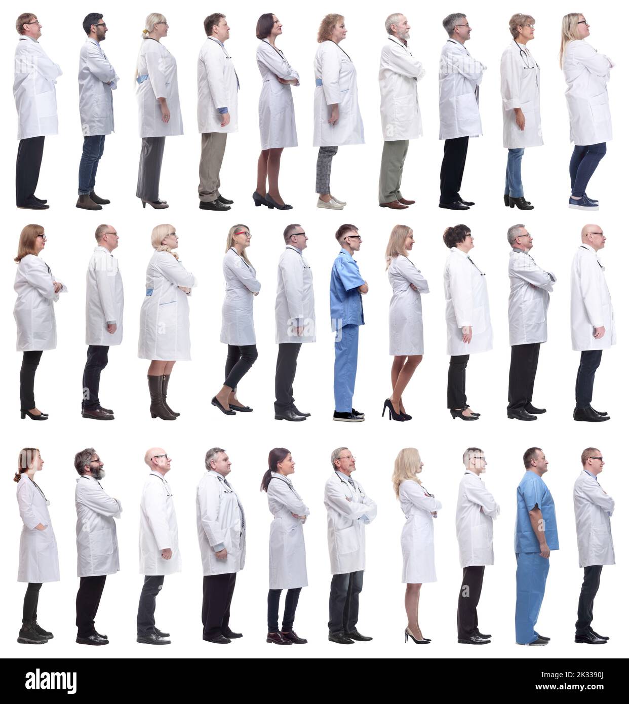 group of doctors in profile isolated on white Stock Photo - Alamy