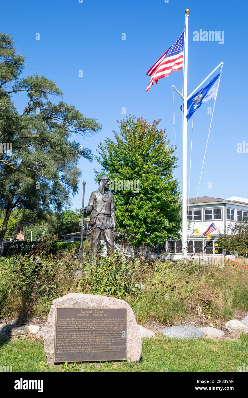 Statue of Chief Big Foot, of the Potawatomi Indian tribe, Indian name ...