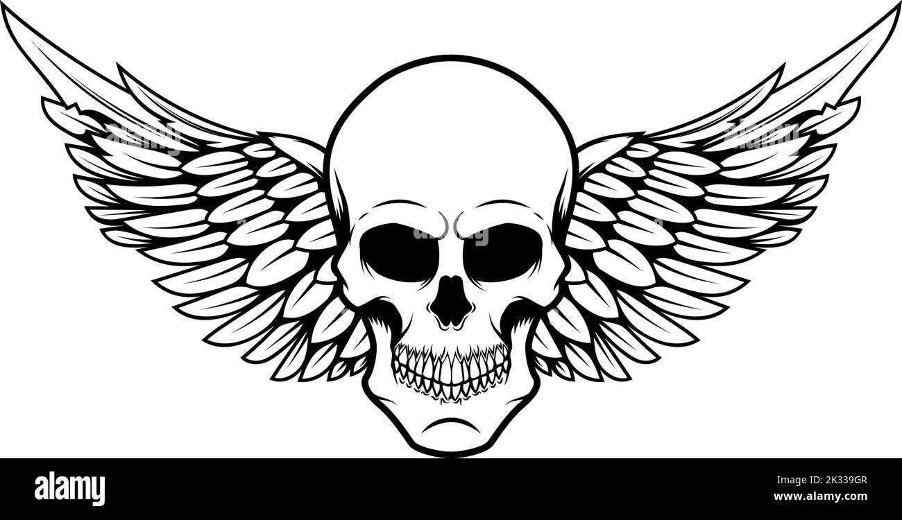 Winged skull Black and White Stock Photos & Images - Alamy