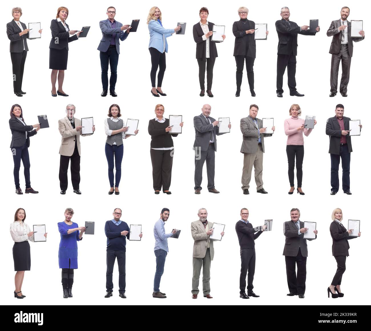 group of successful people with notepad in hands isolated Stock Photo ...