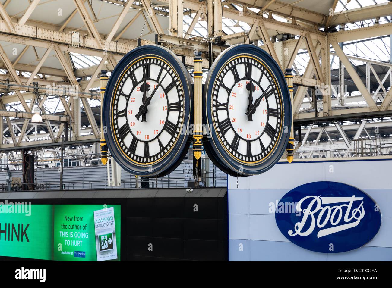 Waterloo East Train Station clock in London, UK Stock Photo - Alamy
