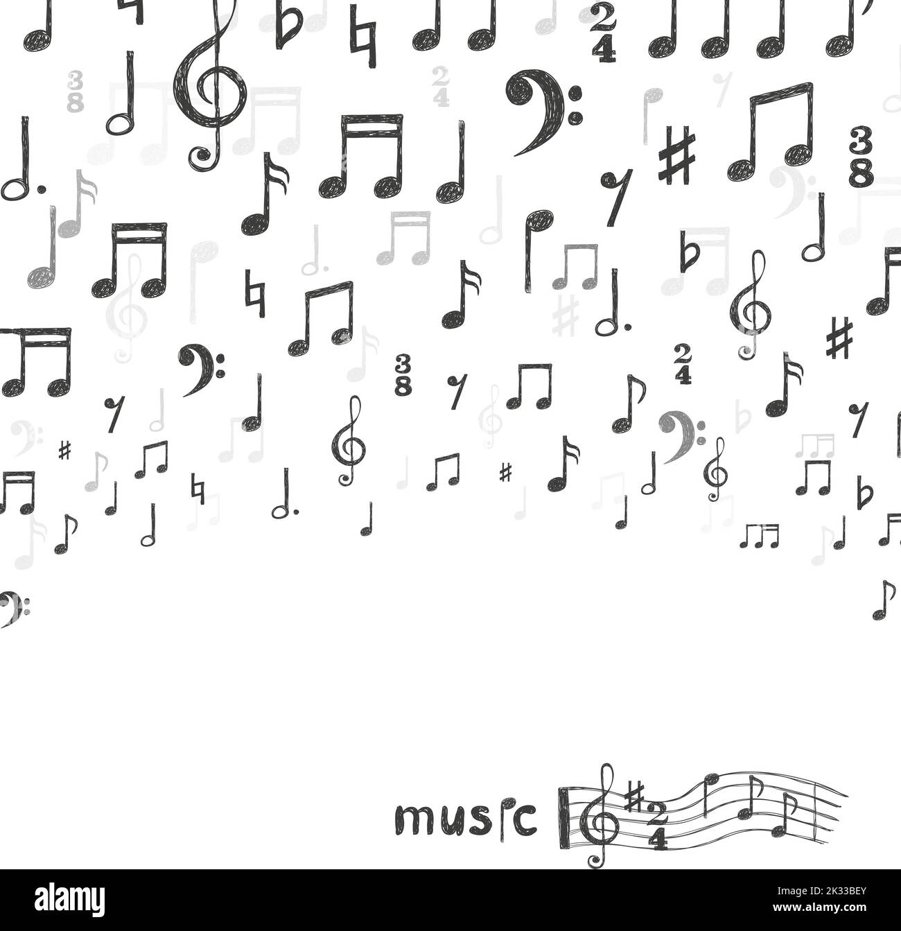Hand drawn music notes background. Vector illustration Stock Vector ...